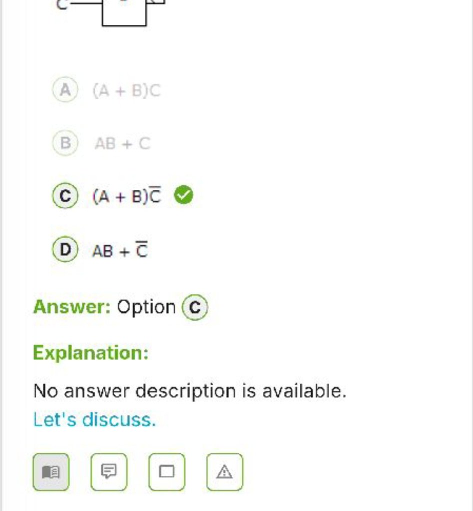 The image shows a logic gate circuit. Which of the following options corr..