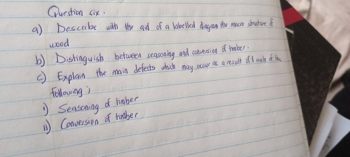 Question six. a) Describe with the aid of a labelled diagram the macro st..