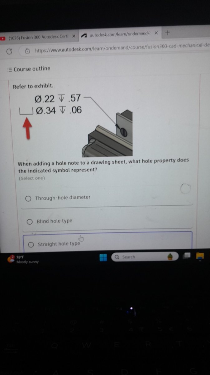Refer to exhibit. When adding a hole note to a drawing sheet, what hole