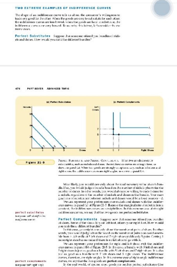 TWO EXTREME EXAMPLES OF INDIFFERENCE CURVES The shape of an indifference..