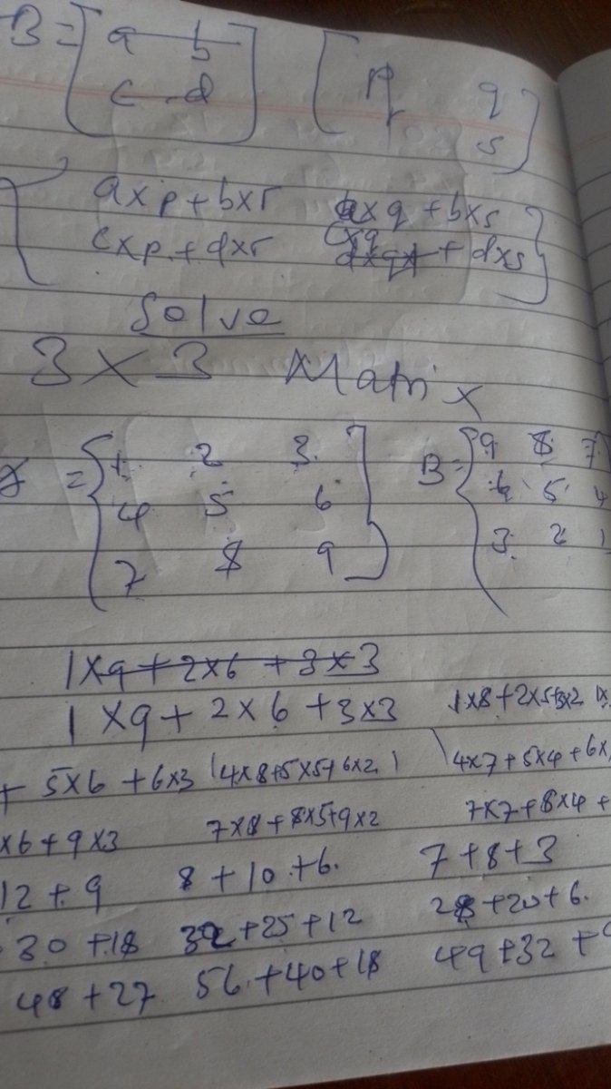 Solve the 3x3 matrix multiplication problem shown in the image. The matri..