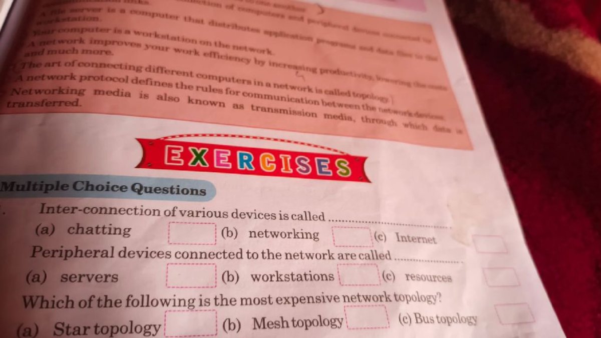 EXERCISES Multiple Choice Questions Inter-connection of various devices i..