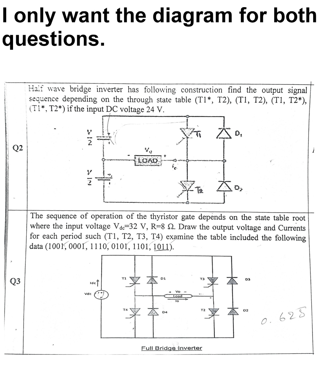 I only want the diagram for both questions. | Filo