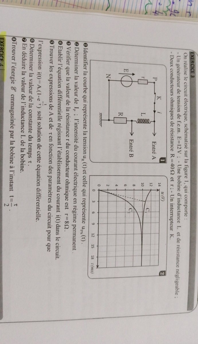 EXERCICE 3 On réalise le circuit électrique, schématisé sur la figure 1,