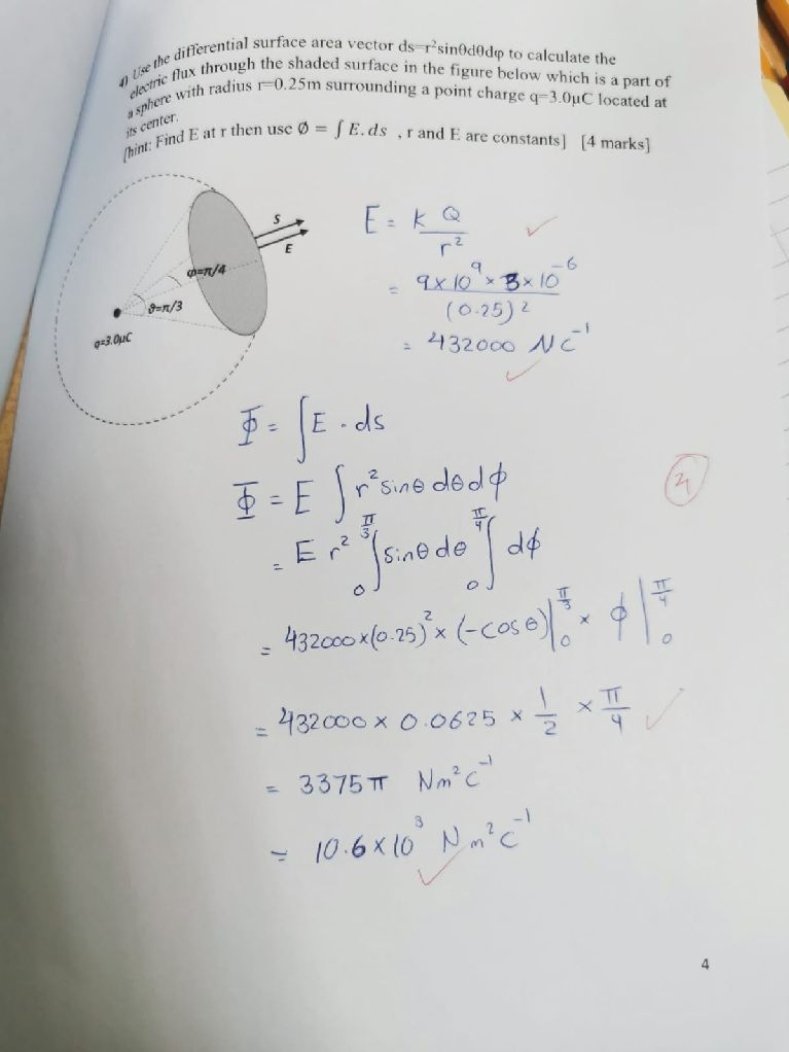 Use the differential surface area vector ds = r^2 \sin\theta d\theta d\ph..