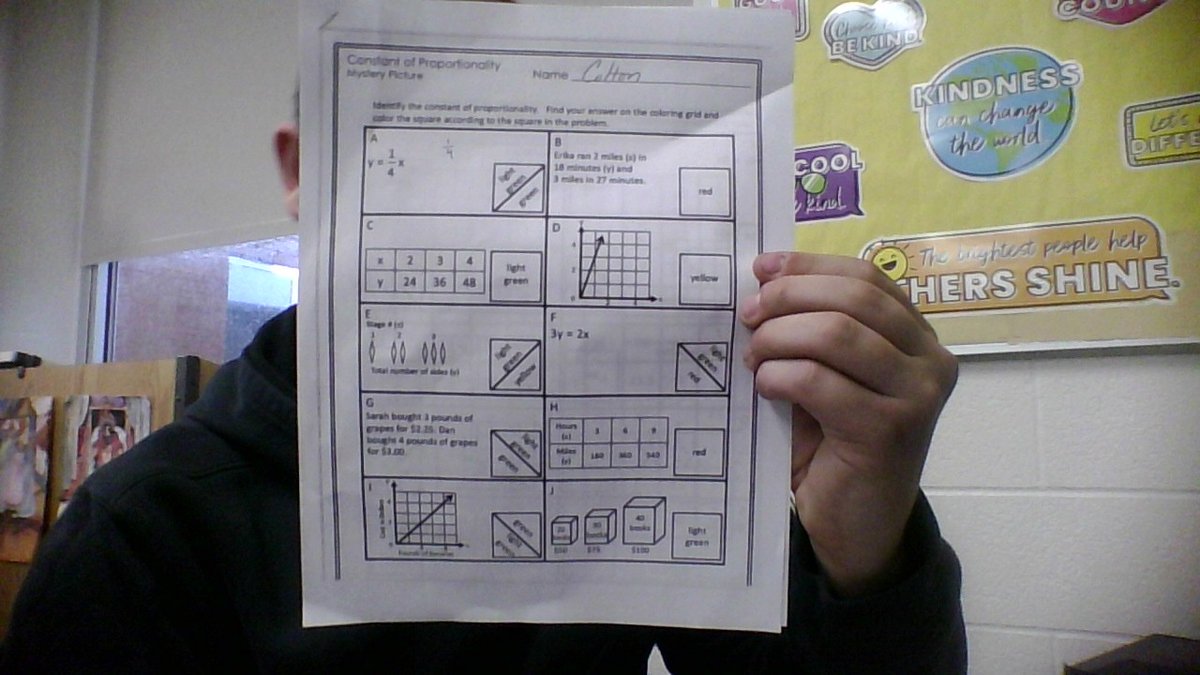 Constant of Proportionality Mystery Picture Identify the constant of pro..