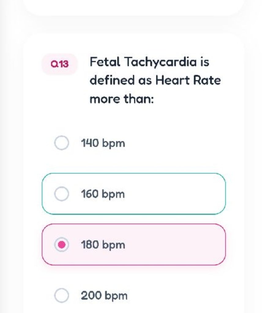 Fetal Tachycardia is defined as Heart Rate more than: A. 140 bpm B. 160