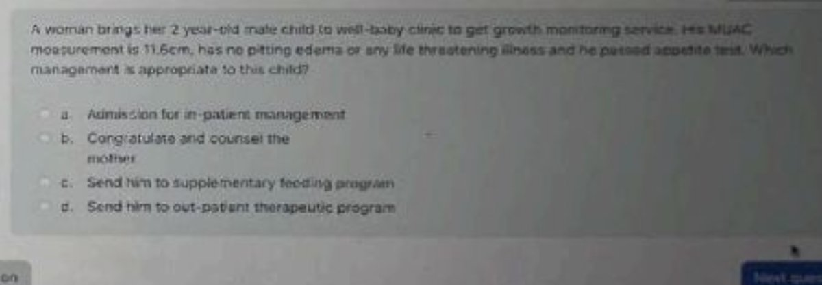 A woman brings her 2-year-old male child to a well-baby clinic to get gro..