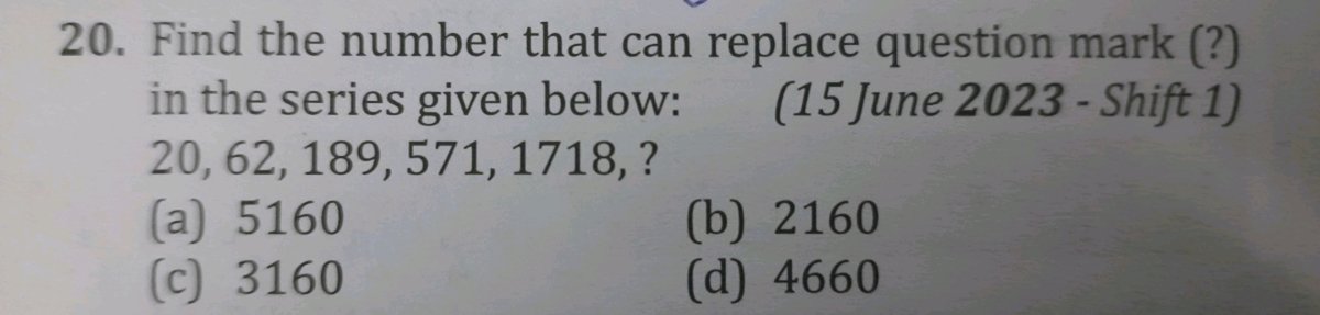 Find the number that can replace question mark (?) in the series given be..