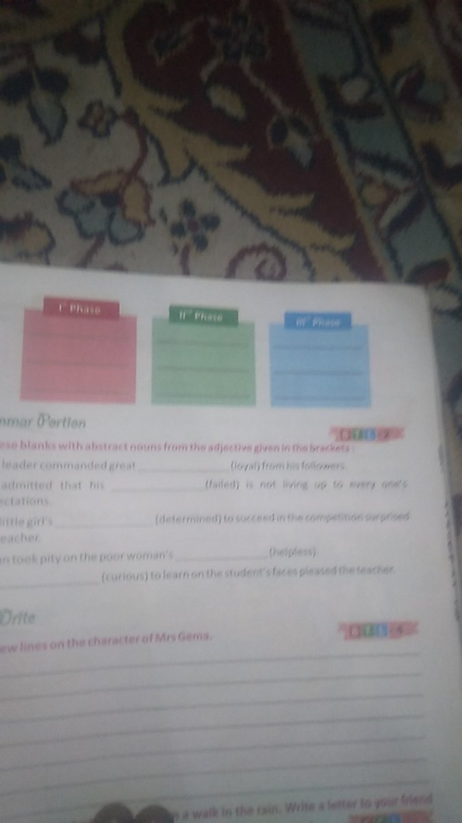 Fill in the blanks with abstract nouns from the adjective given in the br..