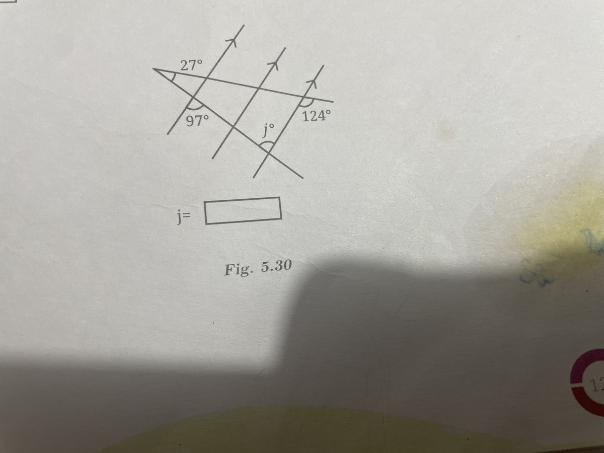 Find the value of j in the figure below, where the three marked lines a..