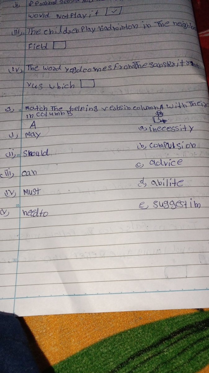 Here are some questions from an English assignment: Question 1: (iii) Th..