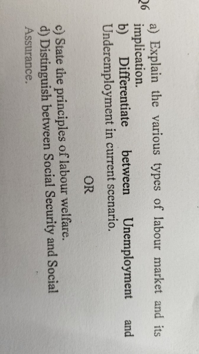 a) Explain the various types of labour market and its implication. b) Dif..