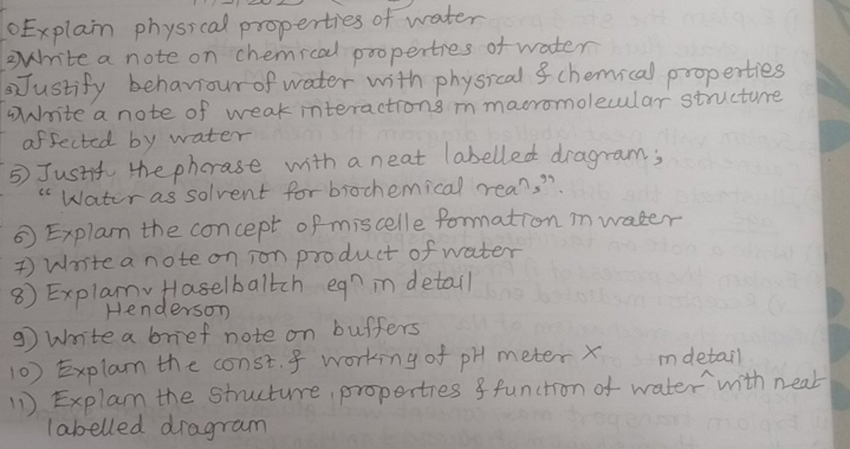 Explain physical properties of water. Write a note on chemical properties..