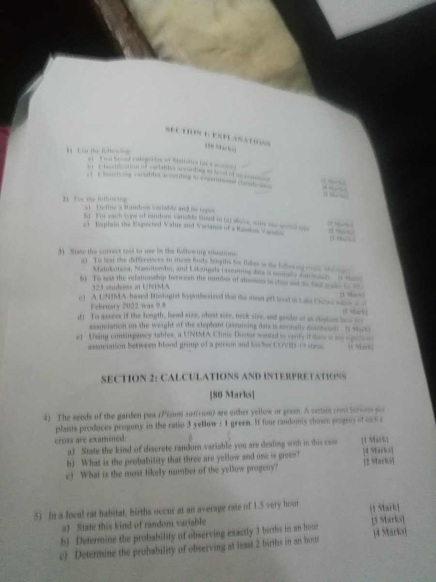 SECTION 1: EXPLANATIONS [20 Marks] 1) List the following: a) Two broad c..