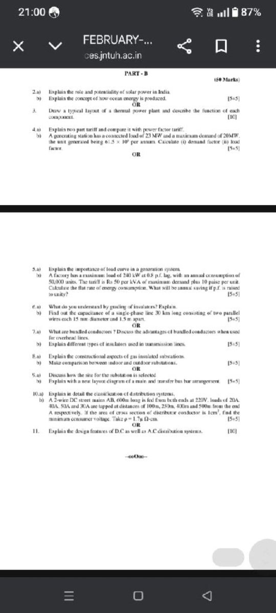 Here are the questions from the image: PART-B 2.a) Explain the role and..