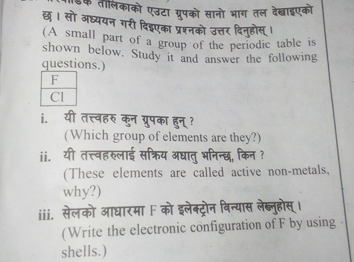 A small part of a group of the periodic table is shown below. Study it an..