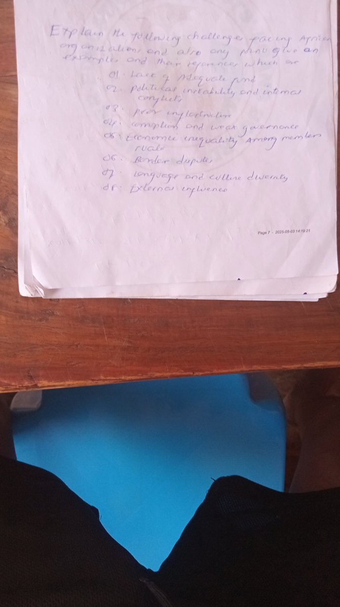 Explain the following challenges facing African organizations and also gi..