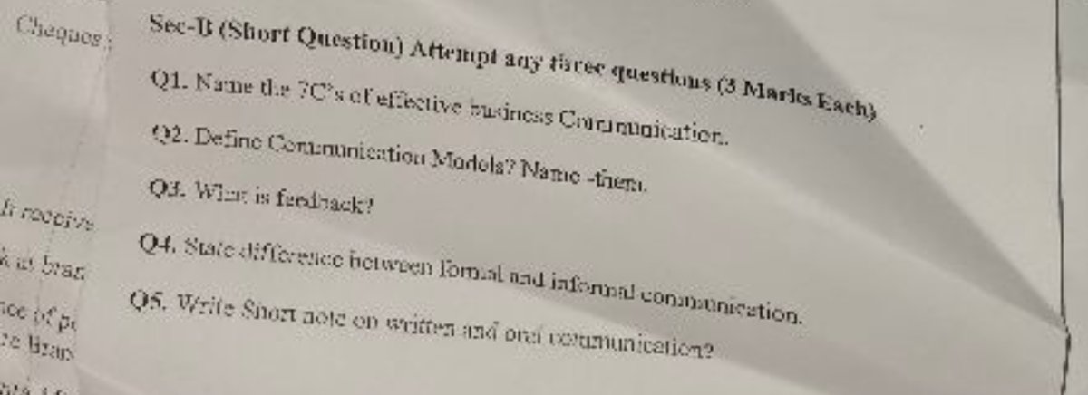 Sec-B (Short Question) Attempt any three questions (3 Marks Each) Q1. Na..