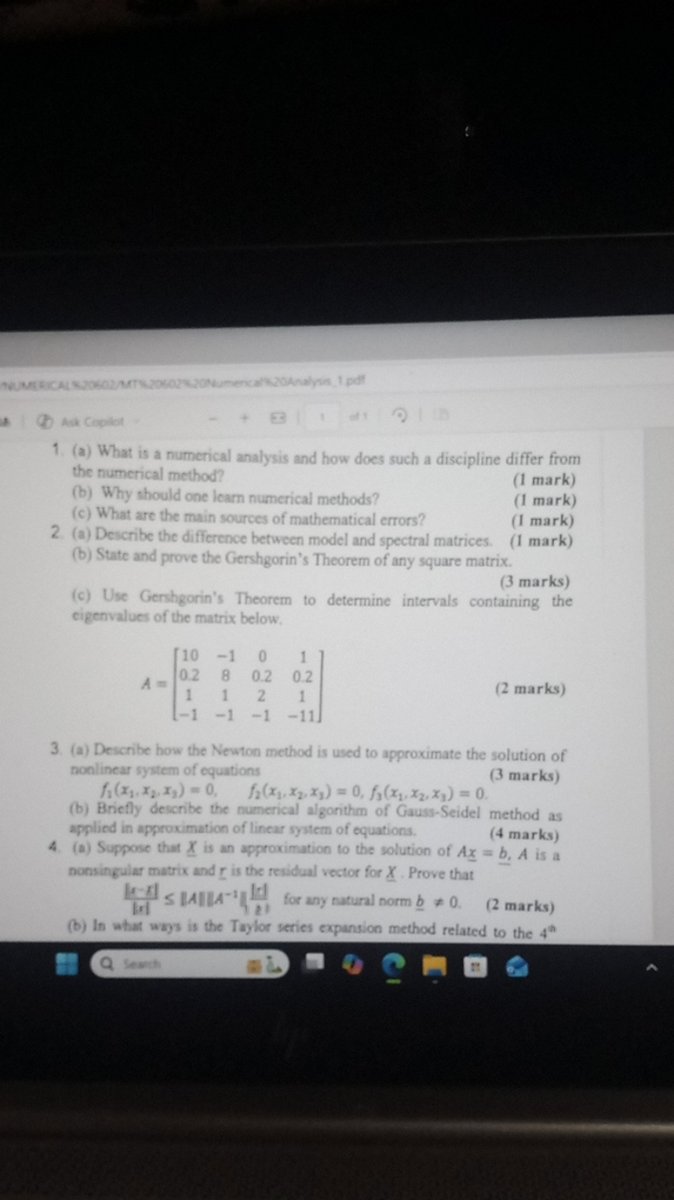 (a) What is a numerical analysis and how does such a discipline differ fr..