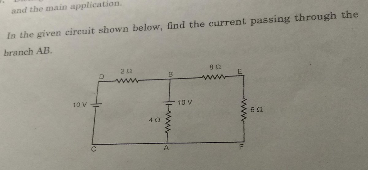 In the given circuit shown below, find the current passing through the br..