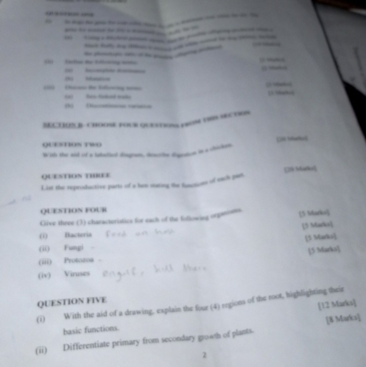 QUESTION FIVE (i) With the aid of a drawing, explain the four (4) regions..