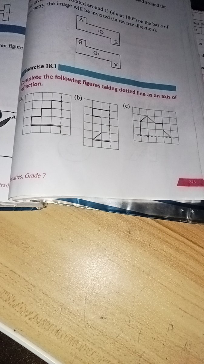 Complete the following figures taking dotted line as an axis of reflectio..