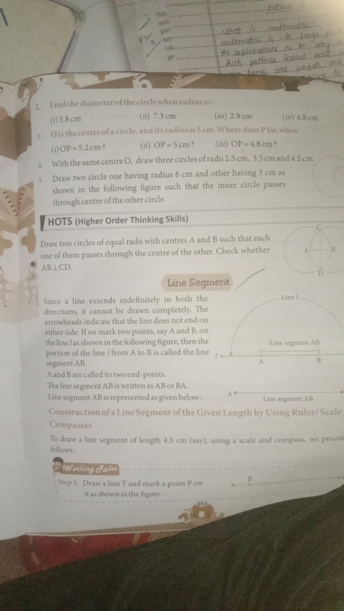 Here are some questions related to circles and line segments: Circles F..