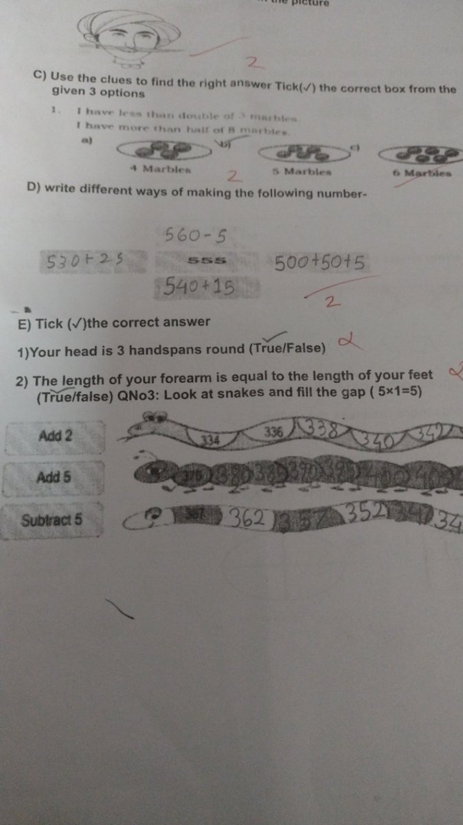 C) Use the clues to find the right answer Tick( ) the correct box from th..