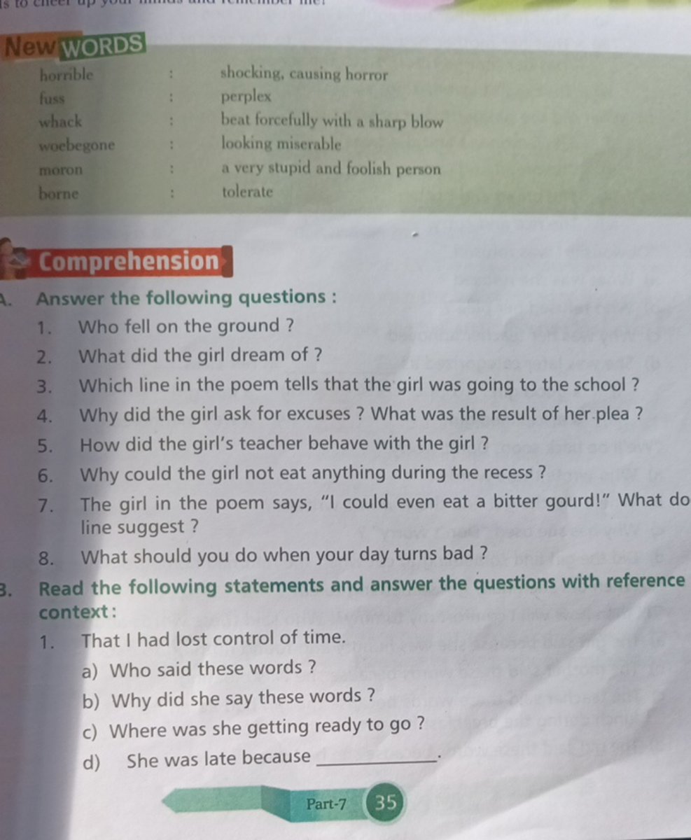 Here's the question image New WORDS horrible: shocking, causing horror f..