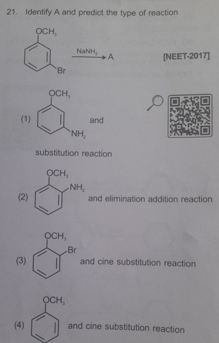 Identify A and predict the type of reaction. Given the reaction: OCH..