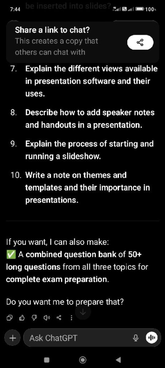 Explain the different views available in presentation software and their