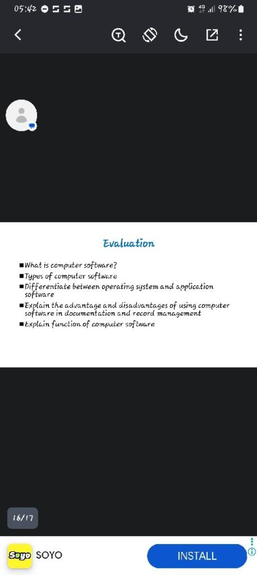 Evaluation What is computer software? Types of computer software Differe..