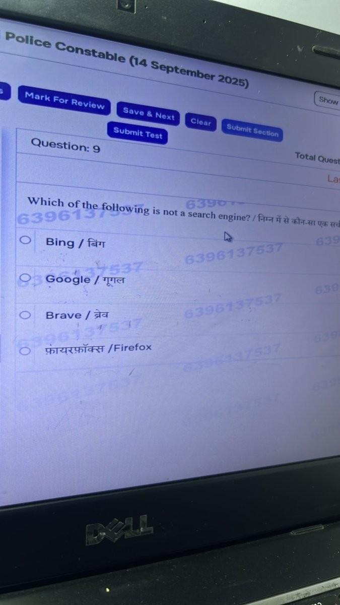 Which of the following is not a search engine? Bing Google Brave Firefox..