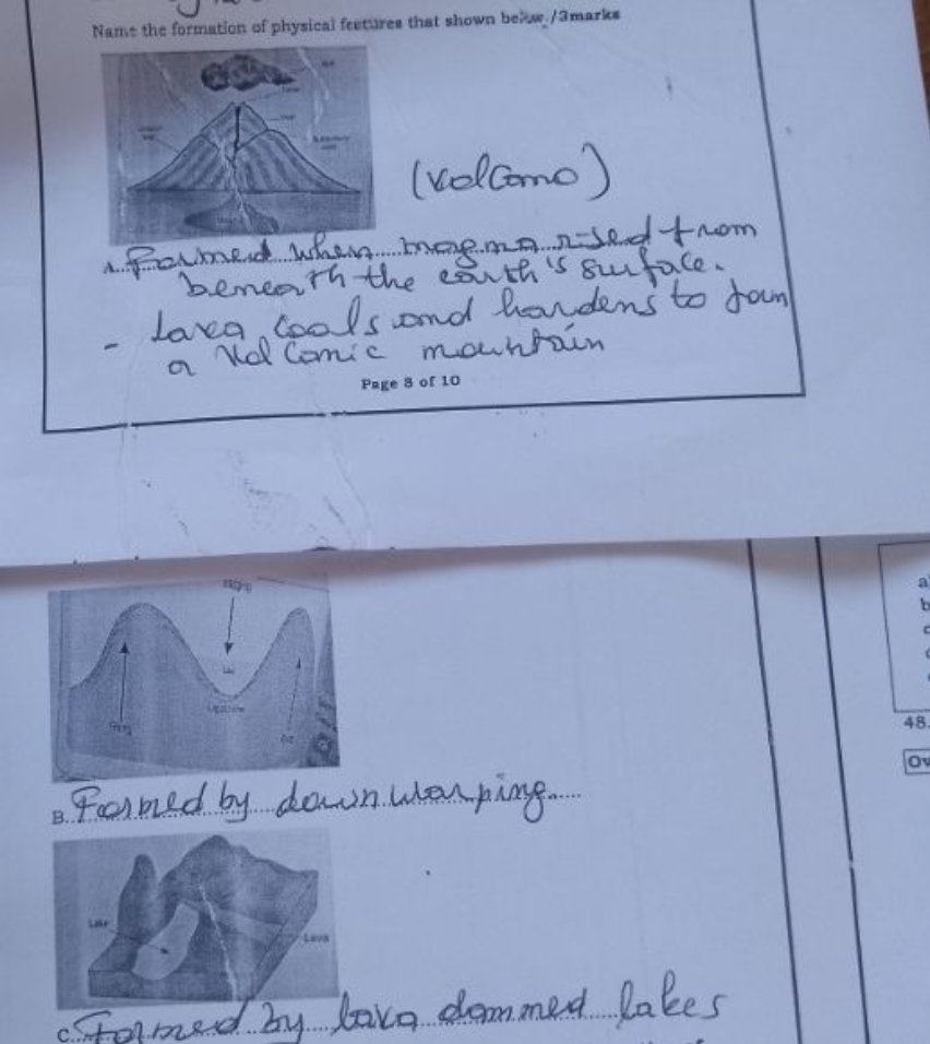 Name the formation of physical features that shown below. /3 marks (Volc..