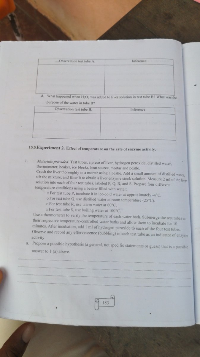 15.5. Experiment 2. Effect of temperature on the rate of enzyme activity...
