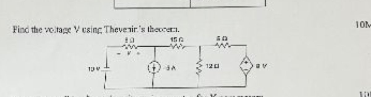 Find the voltage V using Thevenin's theorem. mermaid circuitDiagram vo..