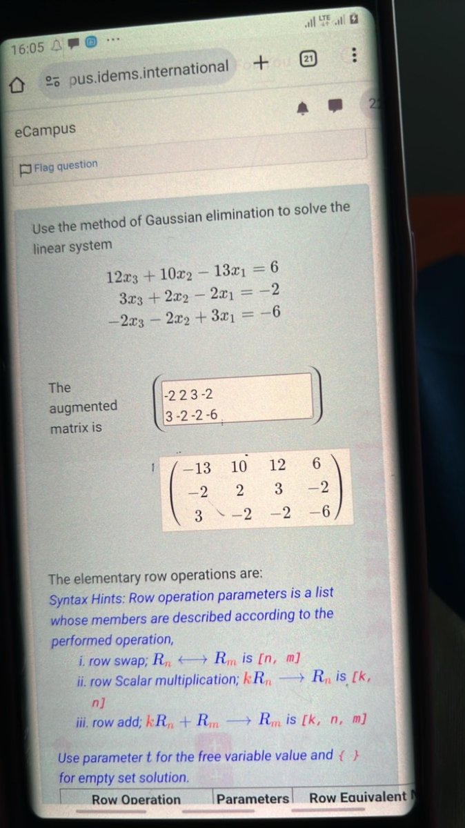 Use the method of Gaussian elimination to solve the linear system: 12x_3..