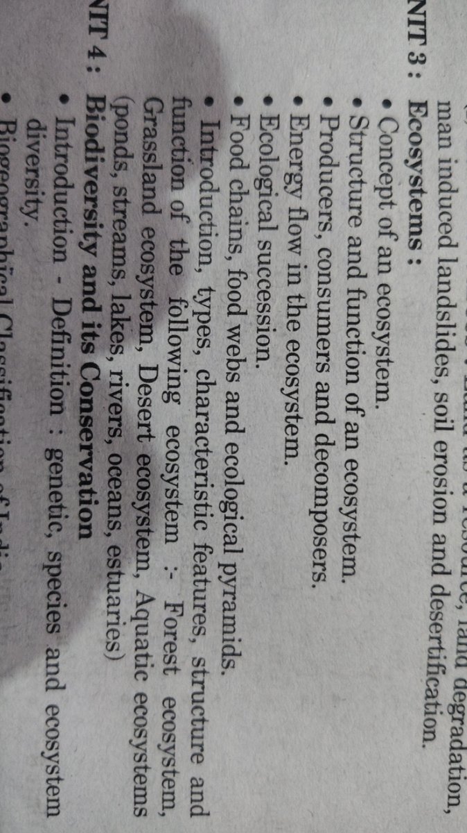 UNIT 3: Ecosystems Concept of an ecosystem. Structure and function of an