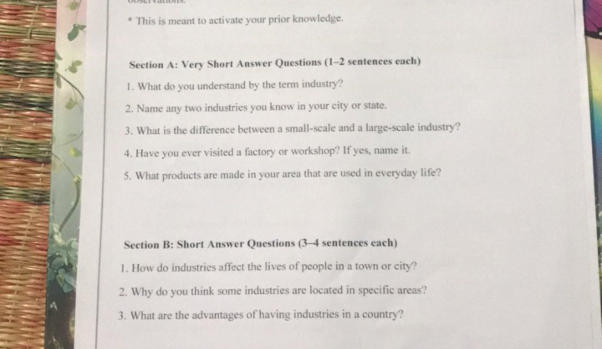 Section A: Very Short Answer Questions (1-2 sentences each) What do you u..