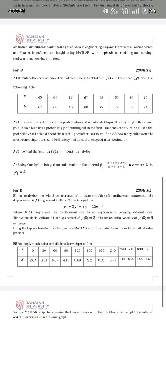 Here are the questions: Part-A A1. Calculate the correlation coefficien..