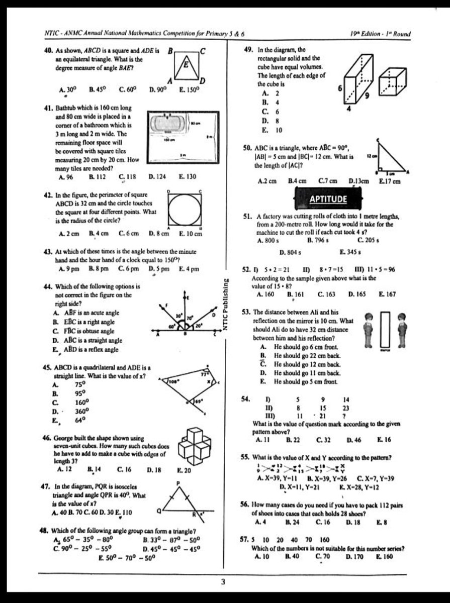 As shown, ABCD is a square and ADE is an equilateral triangle. What is th..