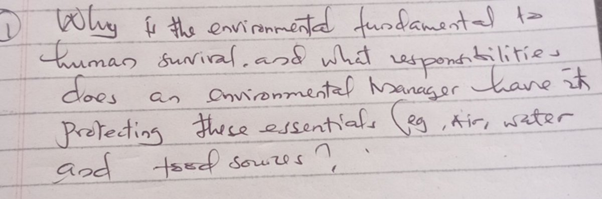 Why is the environment fundamental to human survival, and what responsibi..