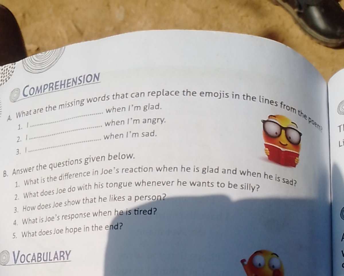 COMPREHENSION A. What are the missing words that can replace the emojis i..