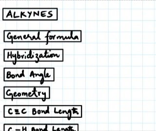 ALKYNES General formula Hybridization Bond Angle Geometry C ≡ C Bond Len..
