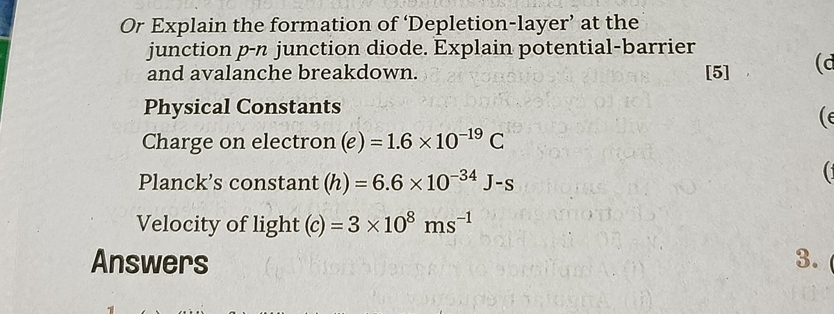 Explain the formation of 'Depletion-layer' at the junction p-n junction d..