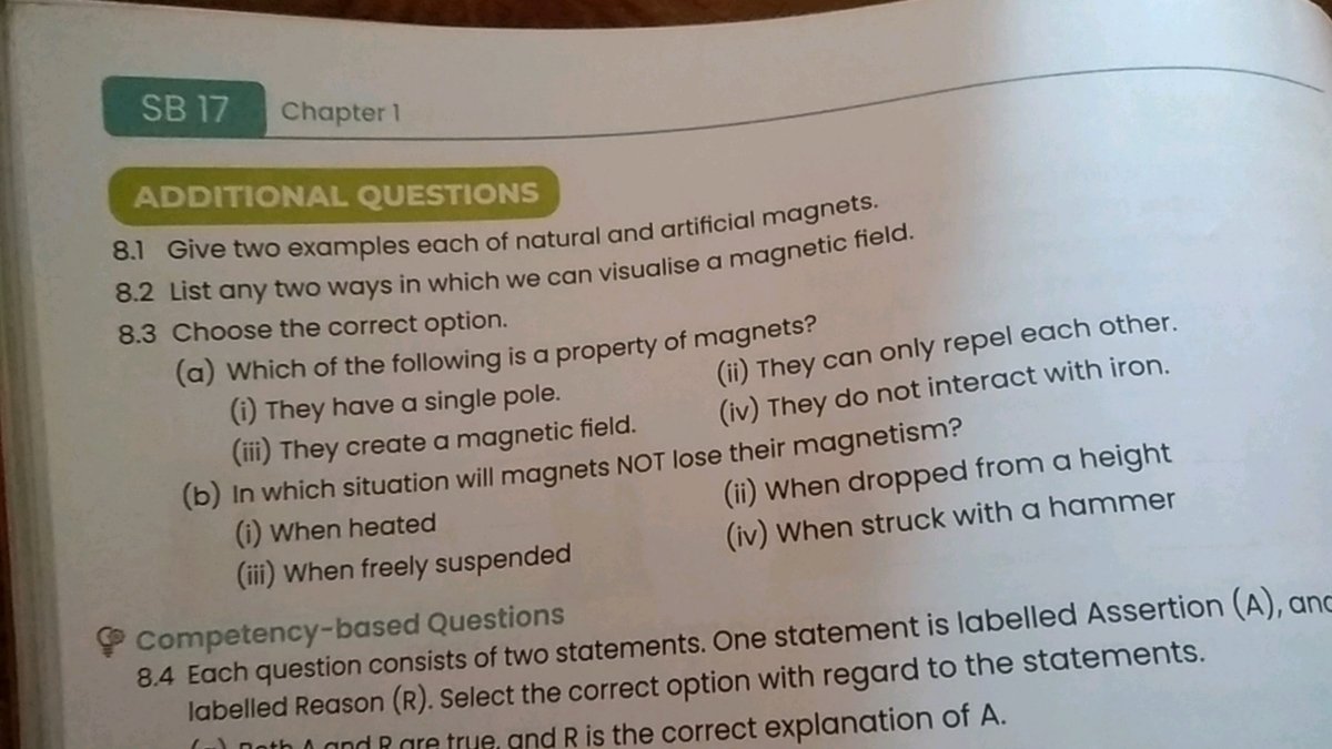ADDITIONAL QUESTIONS 8.1 Give two examples each of natural and artificia..