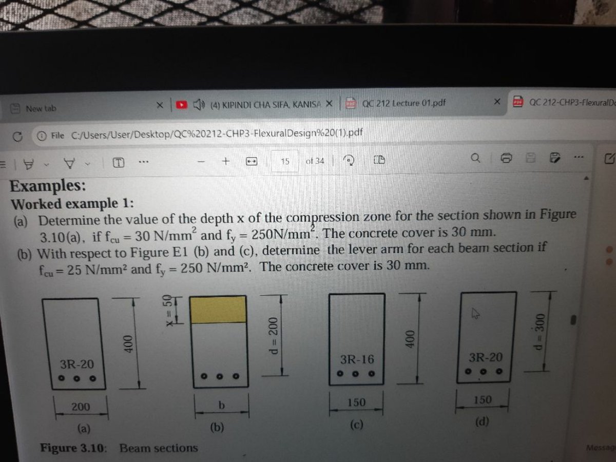 Examples: Worked example 1: (a) Determine the value of the depth x of the..