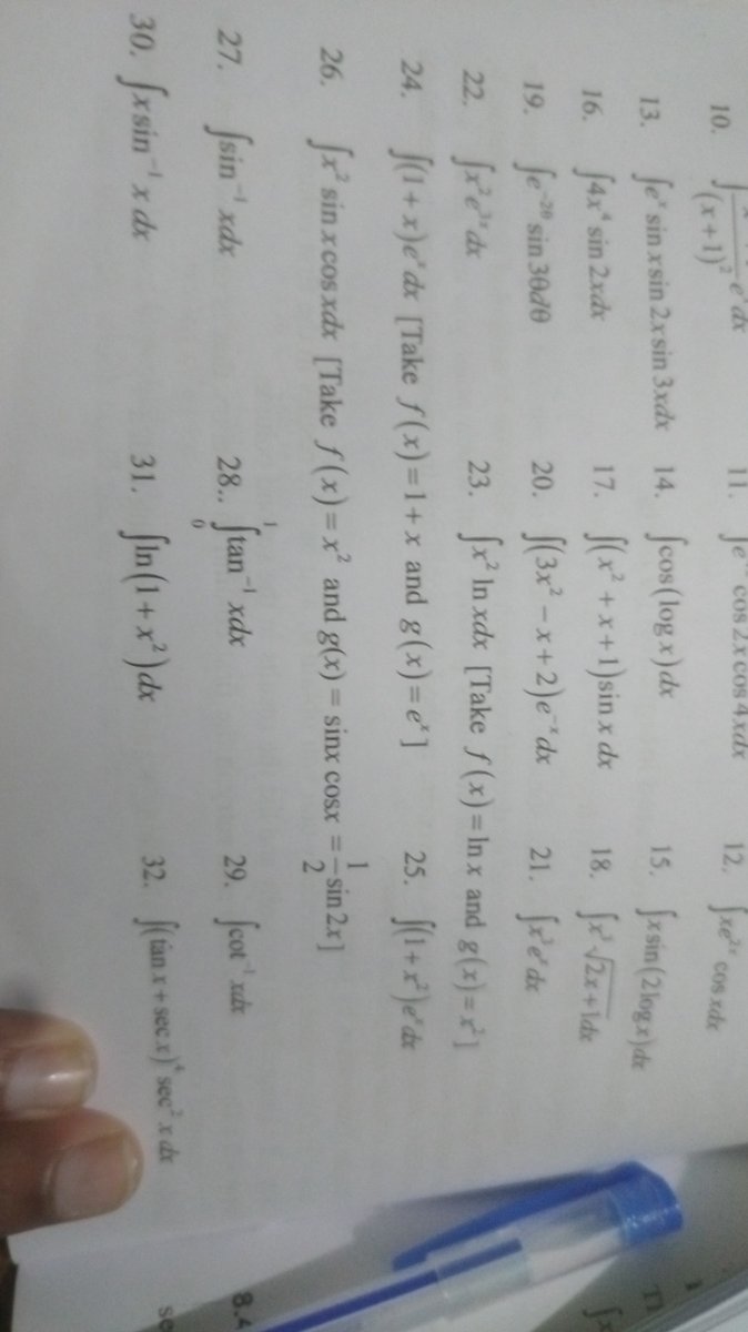 Solve the following integrals: \int \frac{e^x}{(x+1)^2} dx \int e^x \cos..