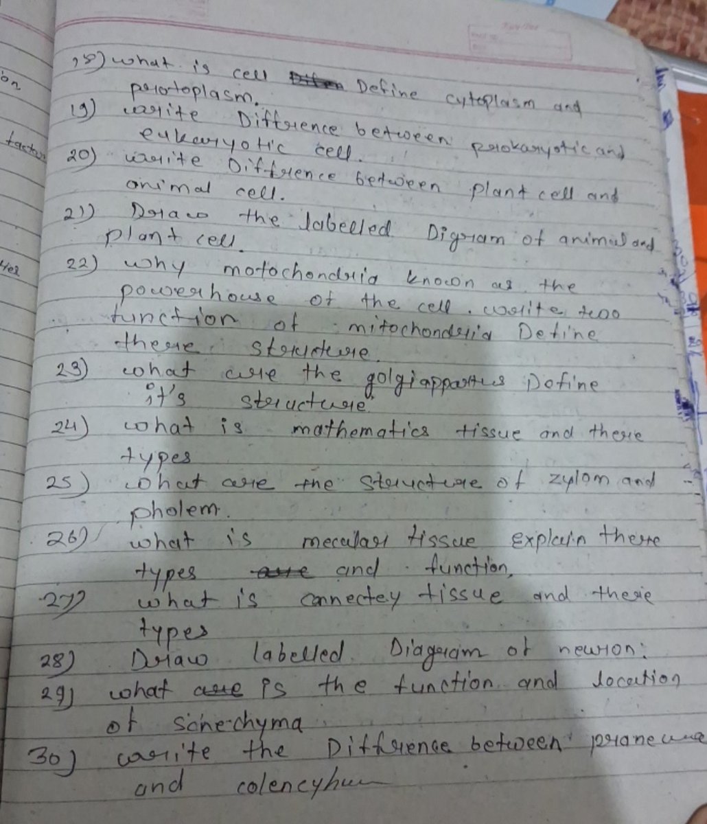 Here are a series of questions related to Biology: 18) What is a cell? D..